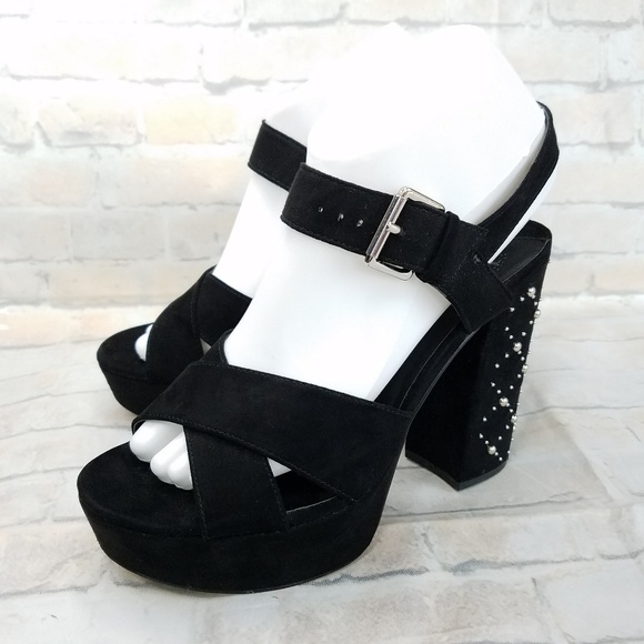 Leith | Shoes | Leith Chunky Block Heels Studded Slingback 75 | Poshmark